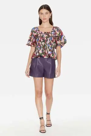 MARIE OLIVER Fay High-waisted Pleated Shorts - Plum