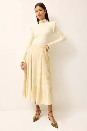 MARIE OLIVER Fitted Ruffle Turtleneck - Whitecap