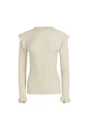 MARIE OLIVER Fitted Ruffle Turtleneck - Whitecap