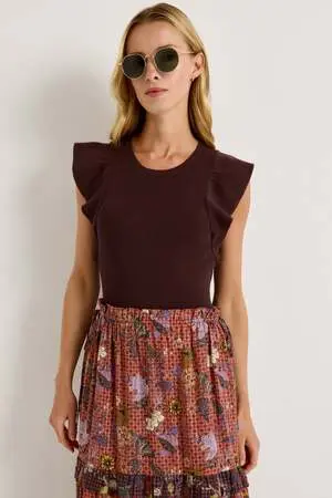 MARIE OLIVER Rory Ribbed Top Java