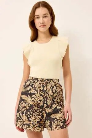 MARIE OLIVER Rory Ribbed Top - Macadamia