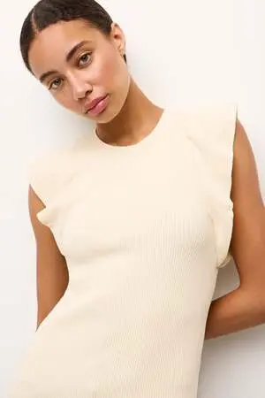 MARIE OLIVER Rory Ribbed Top - Macadamia