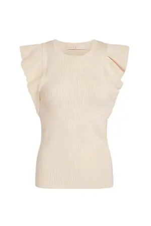 MARIE OLIVER Rory Ribbed Top - Macadamia