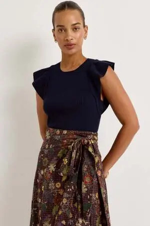 MARIE OLIVER Rory Ribbed Top Navy