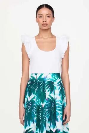 MARIE OLIVER Anna Top With Ruffle Sleeves - Cool White