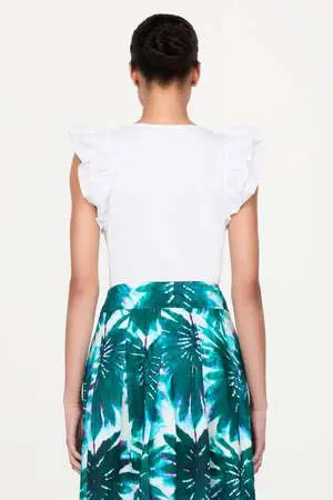 MARIE OLIVER Anna Top With Ruffle Sleeves - Cool White