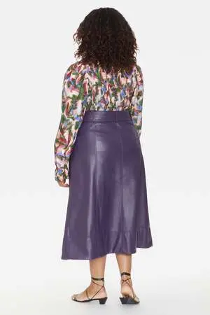 MARIE OLIVER Greenwich A-line Midi Skirt With Tie Belt - Plum