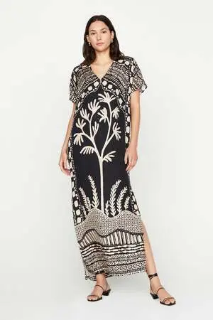 MARIE OLIVER Printed Oliver Kaftan - Onyx Tree
