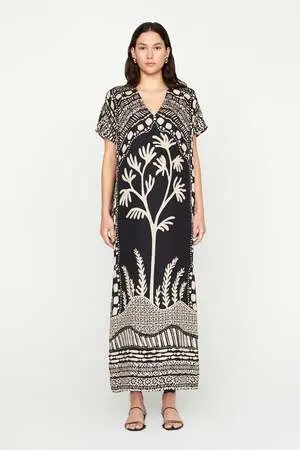 MARIE OLIVER Printed Oliver Kaftan - Onyx Tree