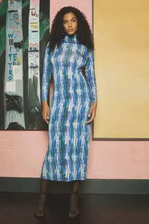MARIE OLIVER Paxton A-line Midi Dress - Cobalt Blur