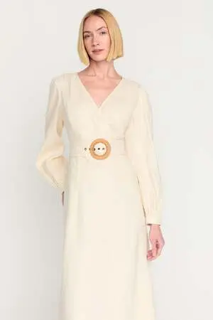 MARIE OLIVER Evelle Linen Wrap Dress