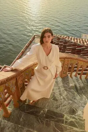 MARIE OLIVER Evelle Linen Wrap Dress
