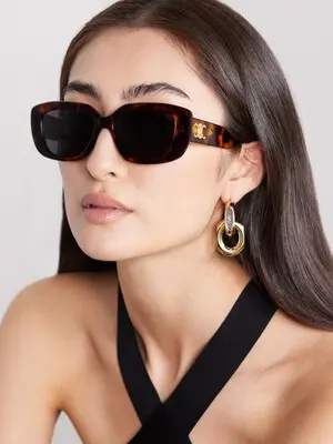 Celine Triomphe Rectangular Sunglasses - Tortoiseshell