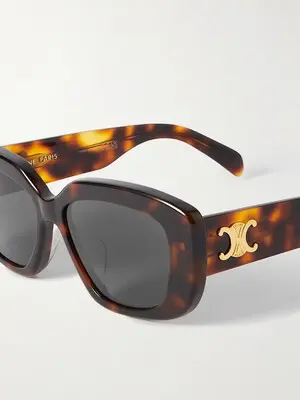 Celine Triomphe Rectangular Sunglasses - Tortoiseshell