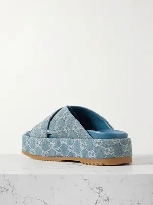 Gucci Angelina Denim-jacquard Platform Slides