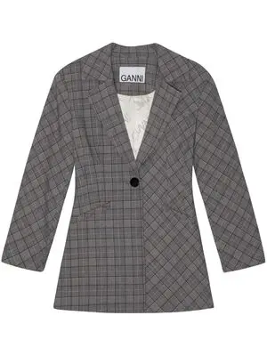 GANNI Check Mix Single-breasted Blazer