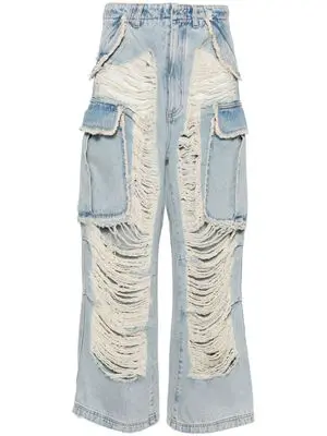 DARKPARK Vivi Distressed Wide-leg Jeans - Blue
