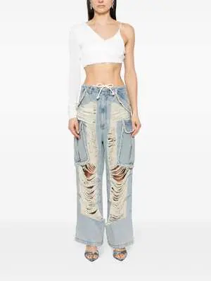 DARKPARK Vivi Distressed Wide-leg Jeans - Blue