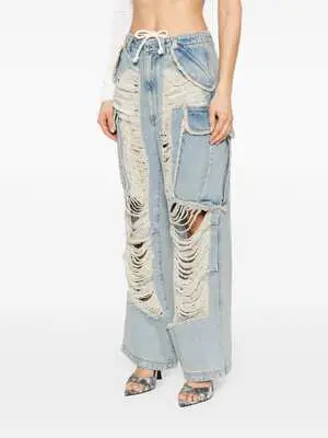 DARKPARK Vivi Distressed Wide-leg Jeans - Blue