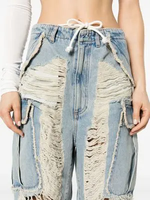 DARKPARK Vivi Distressed Wide-leg Jeans - Blue