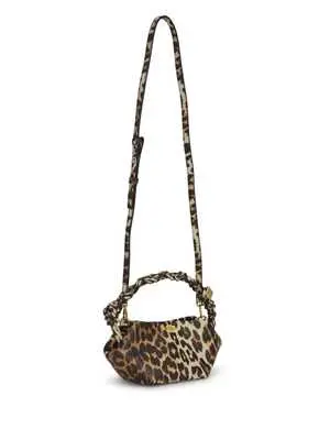 GANNI Leopard Print Braided Top Handle Bag - Brown