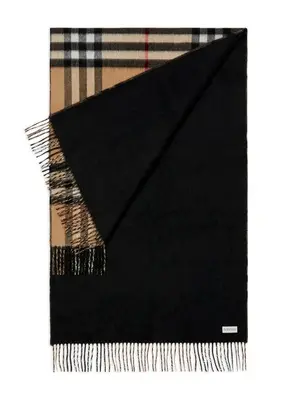 Burberry Check Cashmere Reversible Scarf