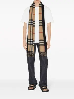 Burberry Check Cashmere Reversible Scarf