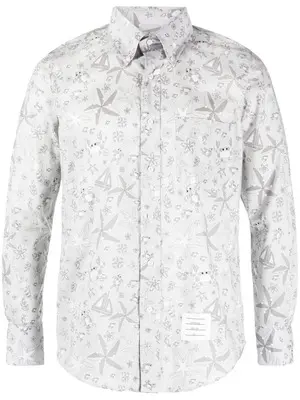 Thom Browne Printed Cotton Shirt - Grey