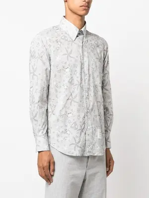 Thom Browne Printed Cotton Shirt - Grey