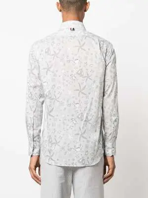 Thom Browne Printed Cotton Shirt - Grey