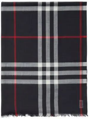 Burberry Check Wool-silk Scarf - Black