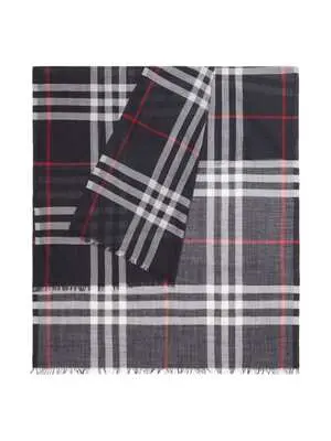 Burberry Check Wool-silk Scarf - Black