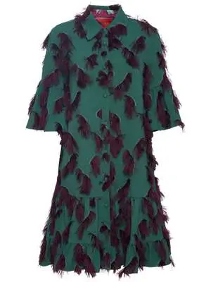 La DoubleJ Choux Fringe-detail Mini Dress - Green