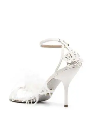GENNY Feather-detail Leather Sandals
