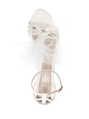 GENNY Feather-detail Leather Sandals