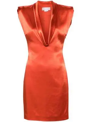 GENNY Shawl-collar Satin Minidress