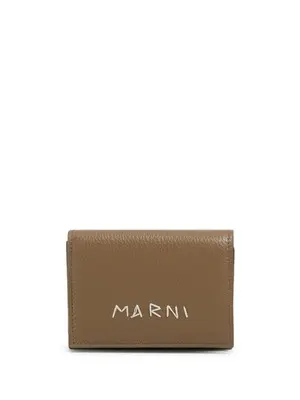Marni Logo-embroidered Leather Wallet - Brown