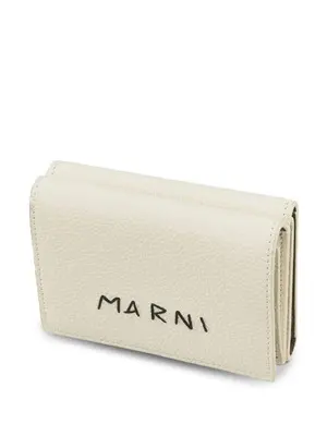 Marni Leather Trifold Wallet With Mending-embroidery - White