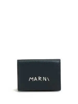 Marni Logo-embroidered Leather Wallet - Black