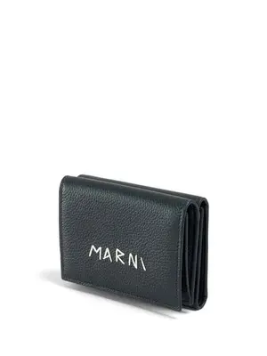 Marni Logo-embroidered Leather Wallet - Black