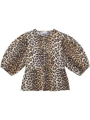 GANNI Leopard-print Blouse