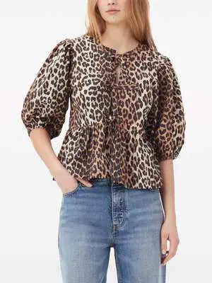 GANNI Leopard-print Blouse
