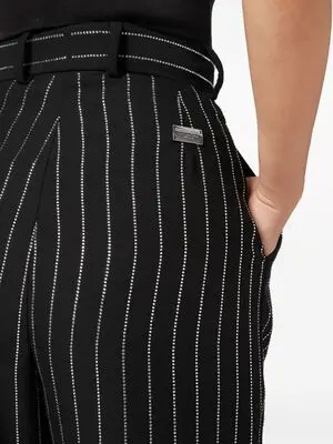 Philipp Plein Striped Tailored Trousers - Black