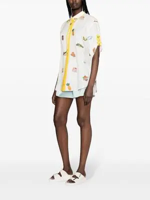 ALEMAIS Marlin Embroidered Flax Shirt
