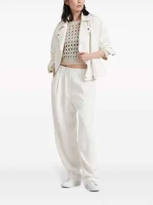 Brunello Cucinelli Openwork-knit Cropped Sweater