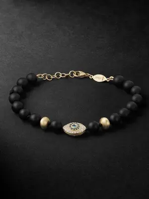 Jacquie Aiche 14-karat Hematite And Diamond Beaded Bracelet - Gold