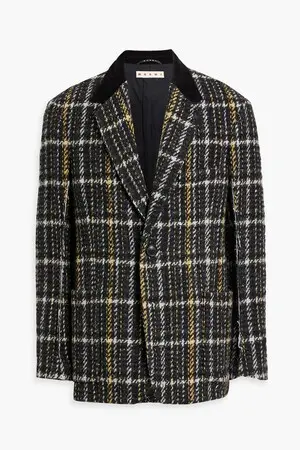 Marni Checked Woolblend Tweed Blazer - Black