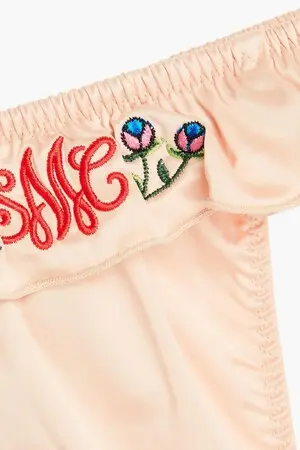 Stella McCartney Embroidered Stretchsatin Thong