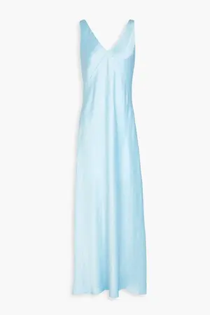Vince Crinkled Satin Maxi Dress In Light Blue - 85% Off