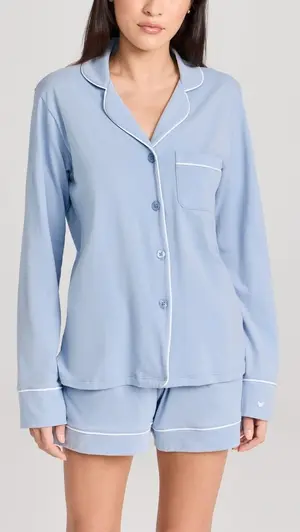 PETITE PLUME Pima Cotton Long Sleeve Pajama Set - Periwinkle